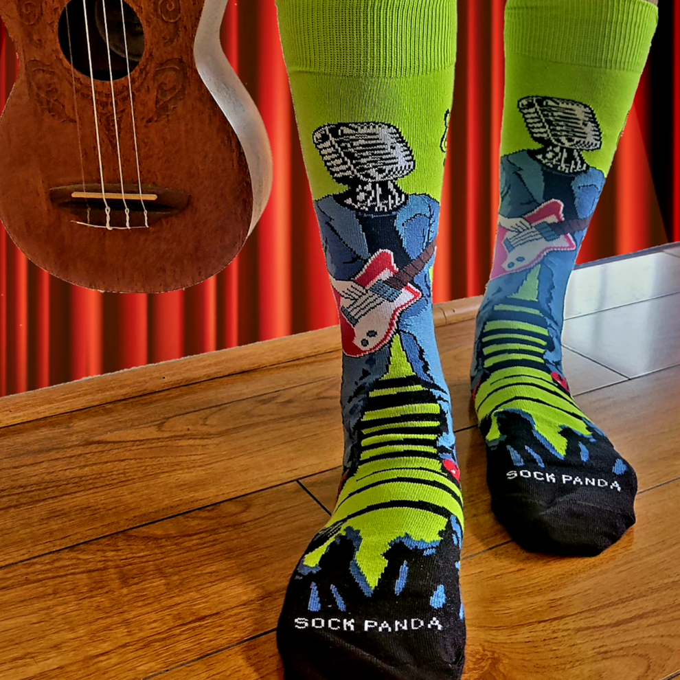 Guitar Singing Music Man Socks from the Sock Panda (Adult Large)